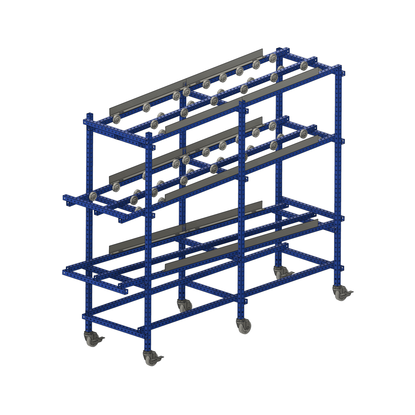 Indexed Mobile Flow Rack - 2 Levels and Return